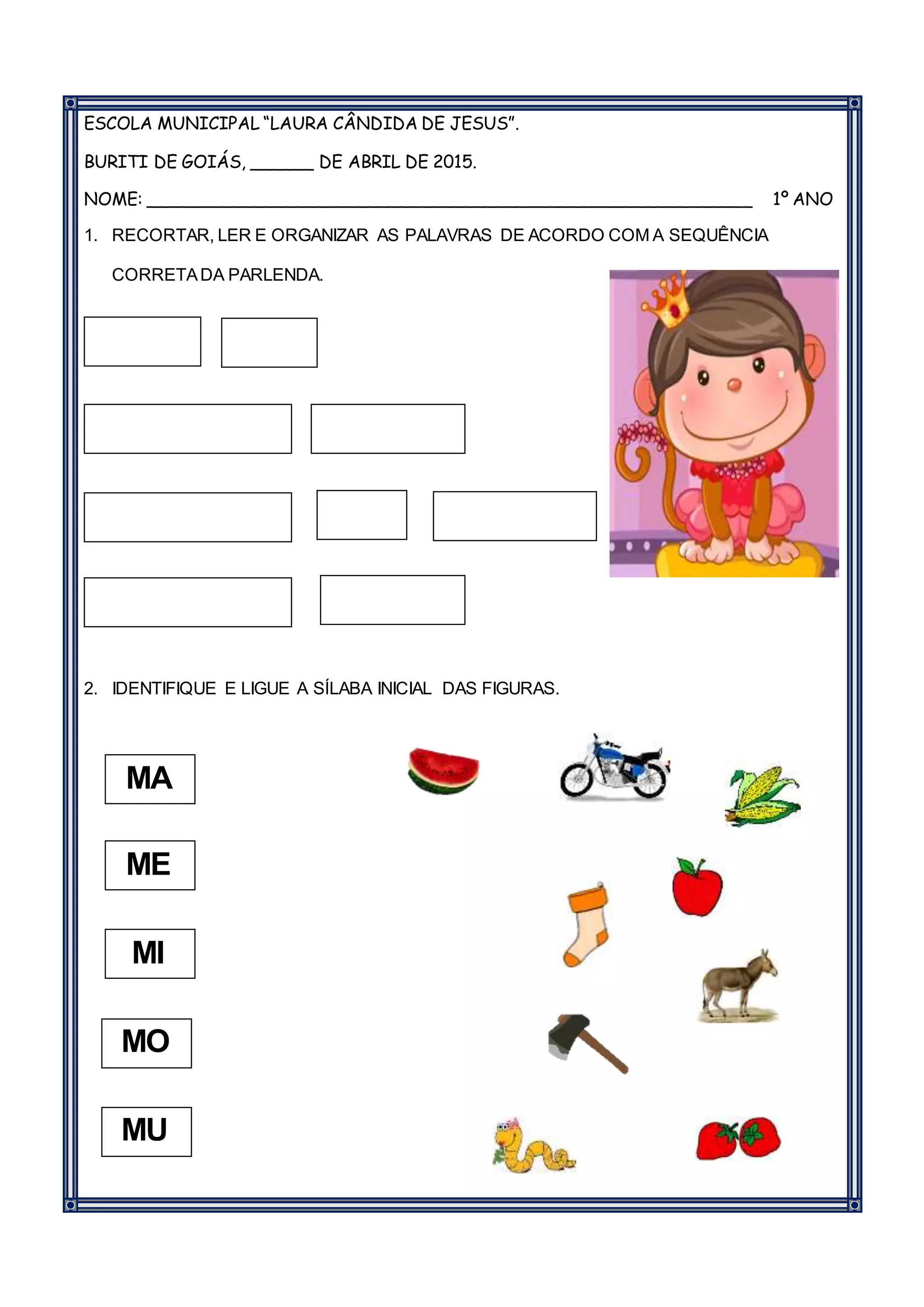 Parlendas: O MACACO FOI À FEIRA E MACACA SOFIA | DOCX