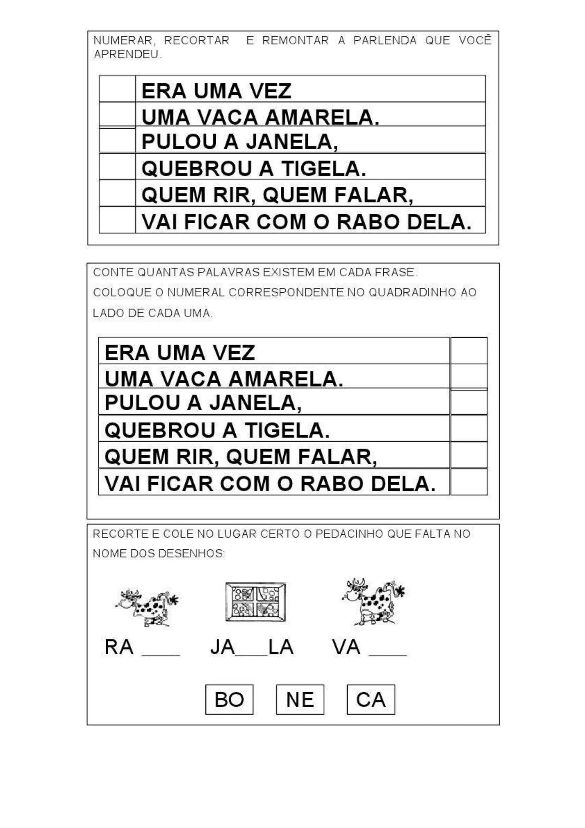 Parlenda vaca amarela | DOCX