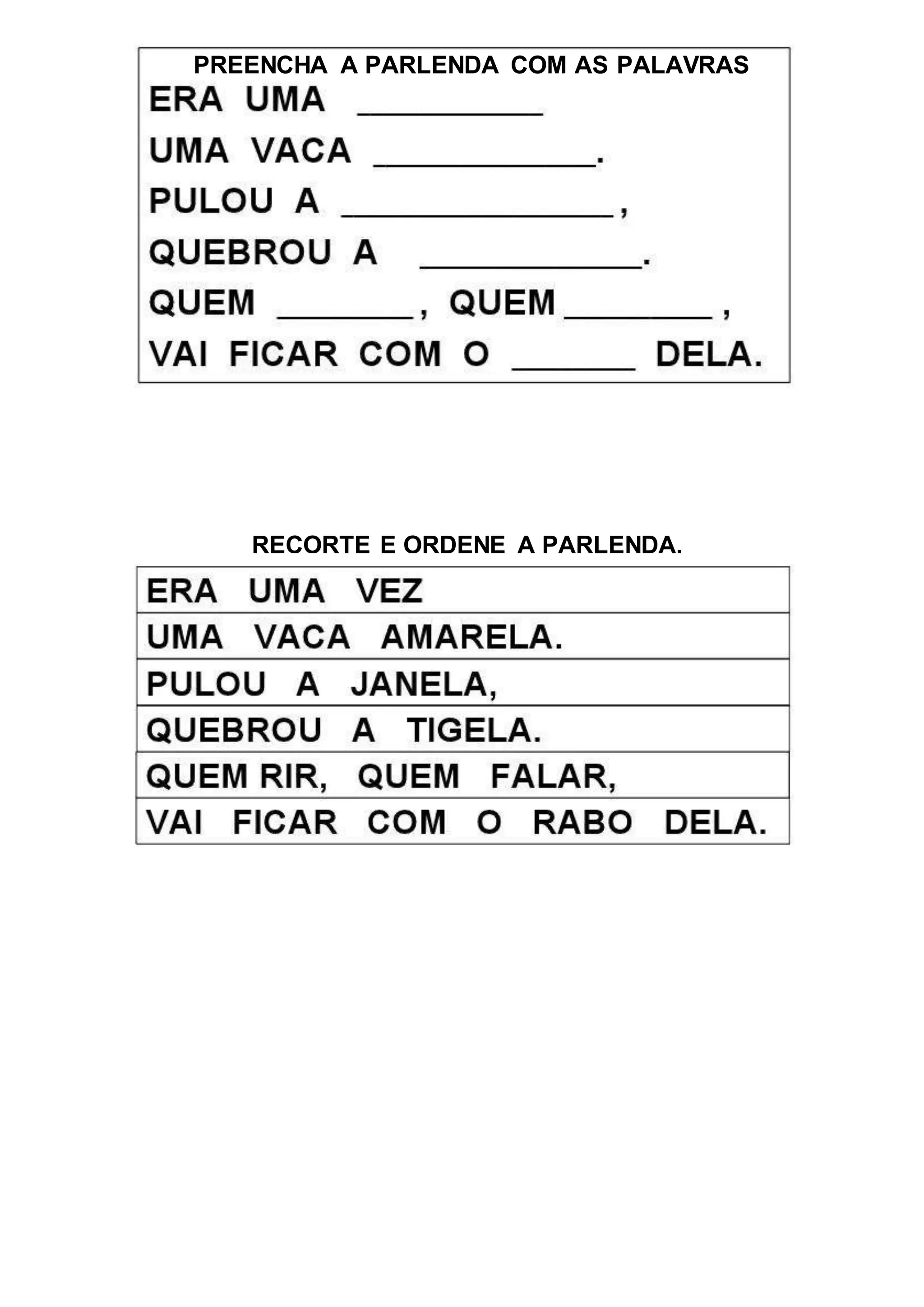 Parlenda vaca amarela | DOCX | Education