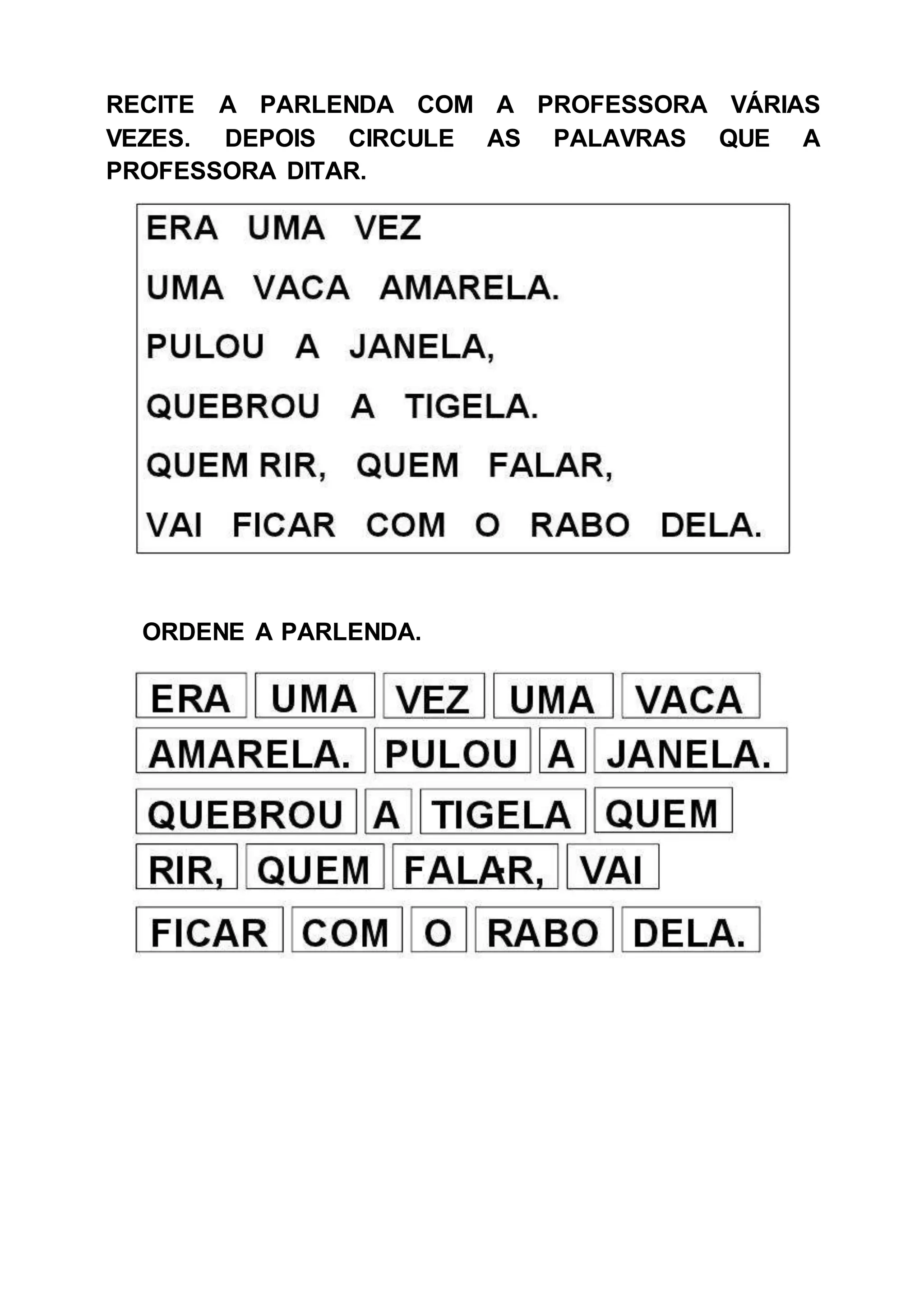 Parlenda vaca amarela | DOCX | Education