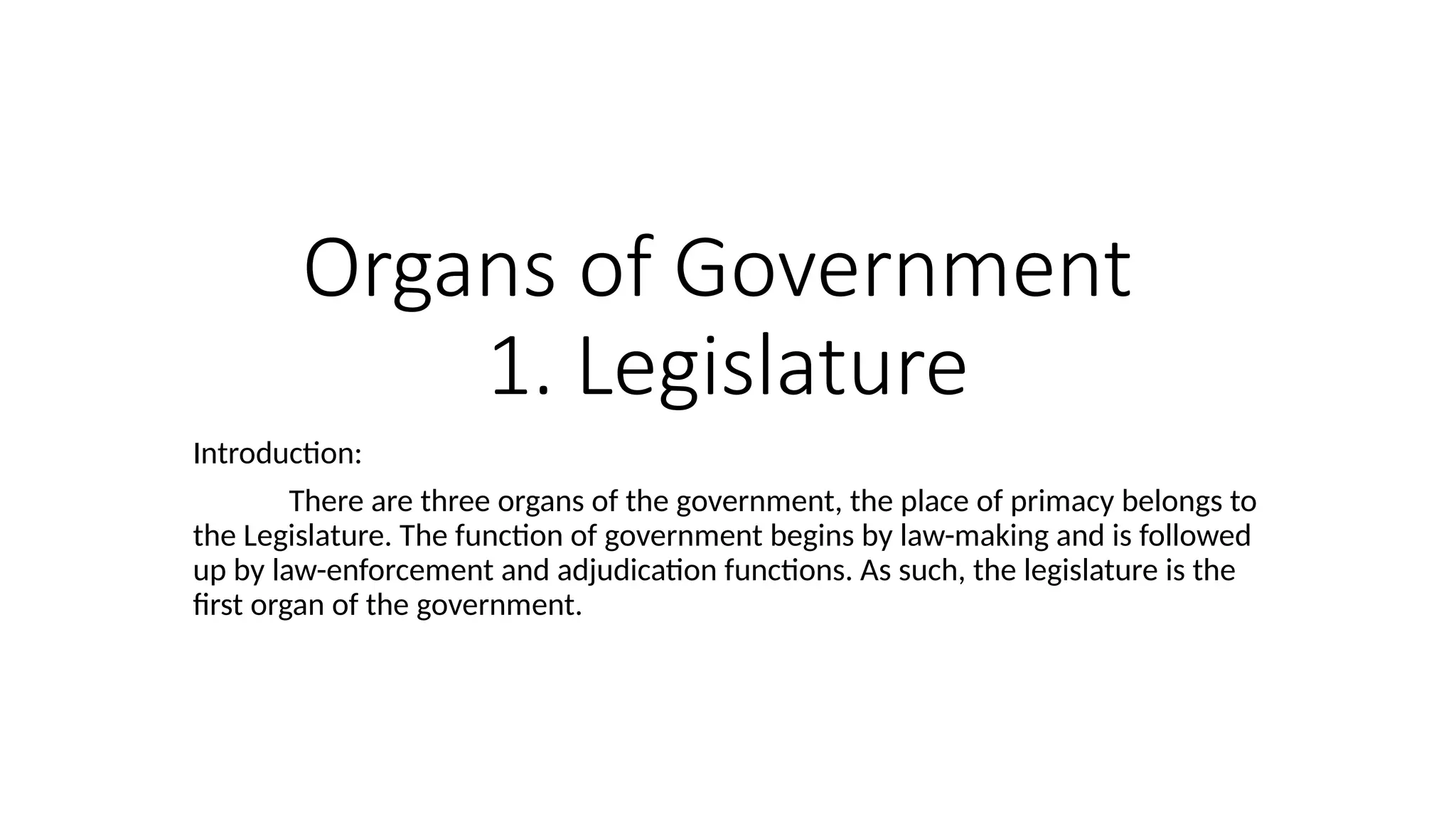 PARLIAMENT and the organs of government. | PPTX