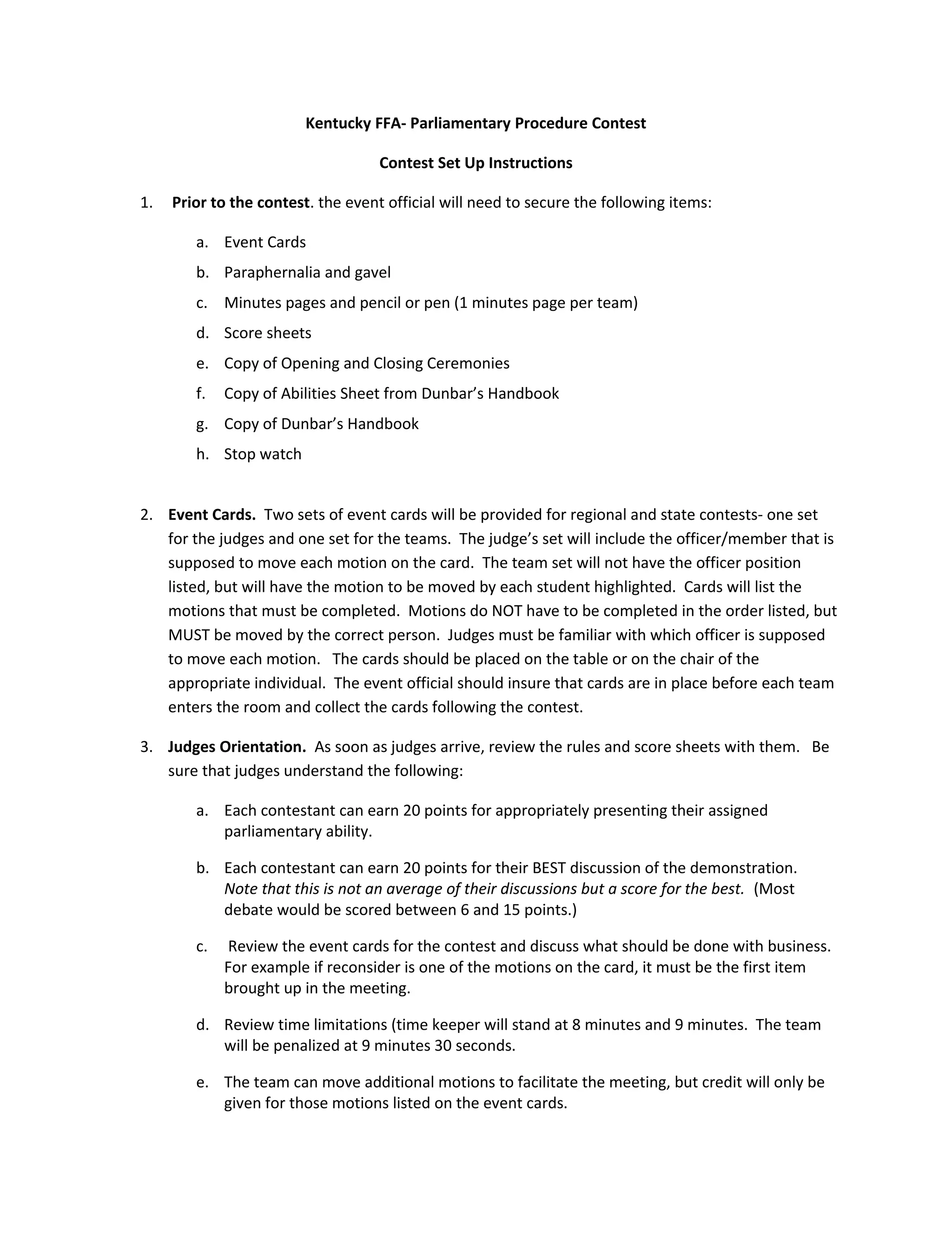 Parliamentary procedure-instructions | DOC | Law