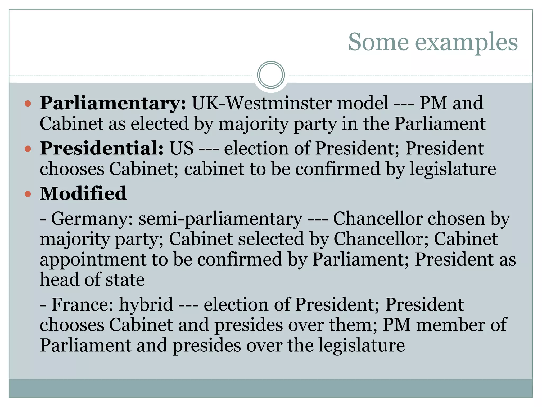 Parliamentary And Presidentials Systems | PDF