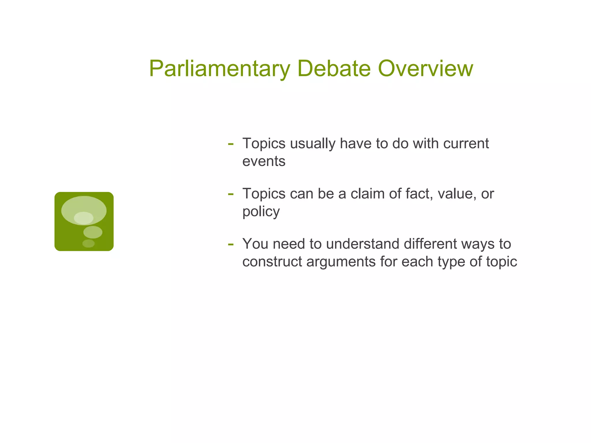 Parliamentary Debate Overview | PPT