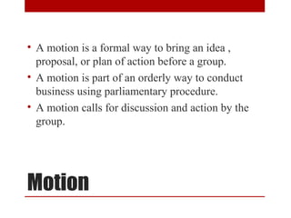 Parliamentary procedure | PPT