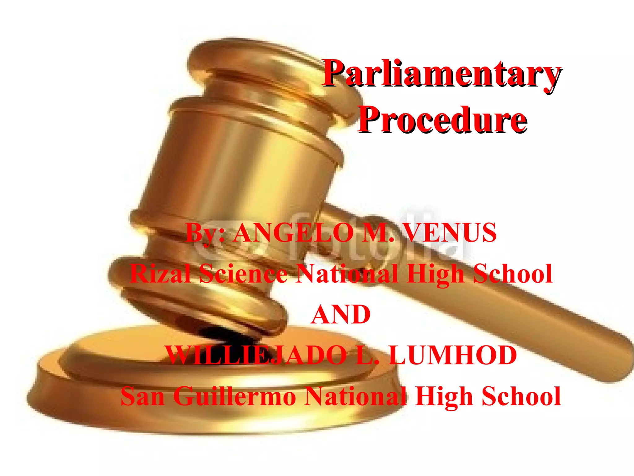 Parliamentary procedure | PPT