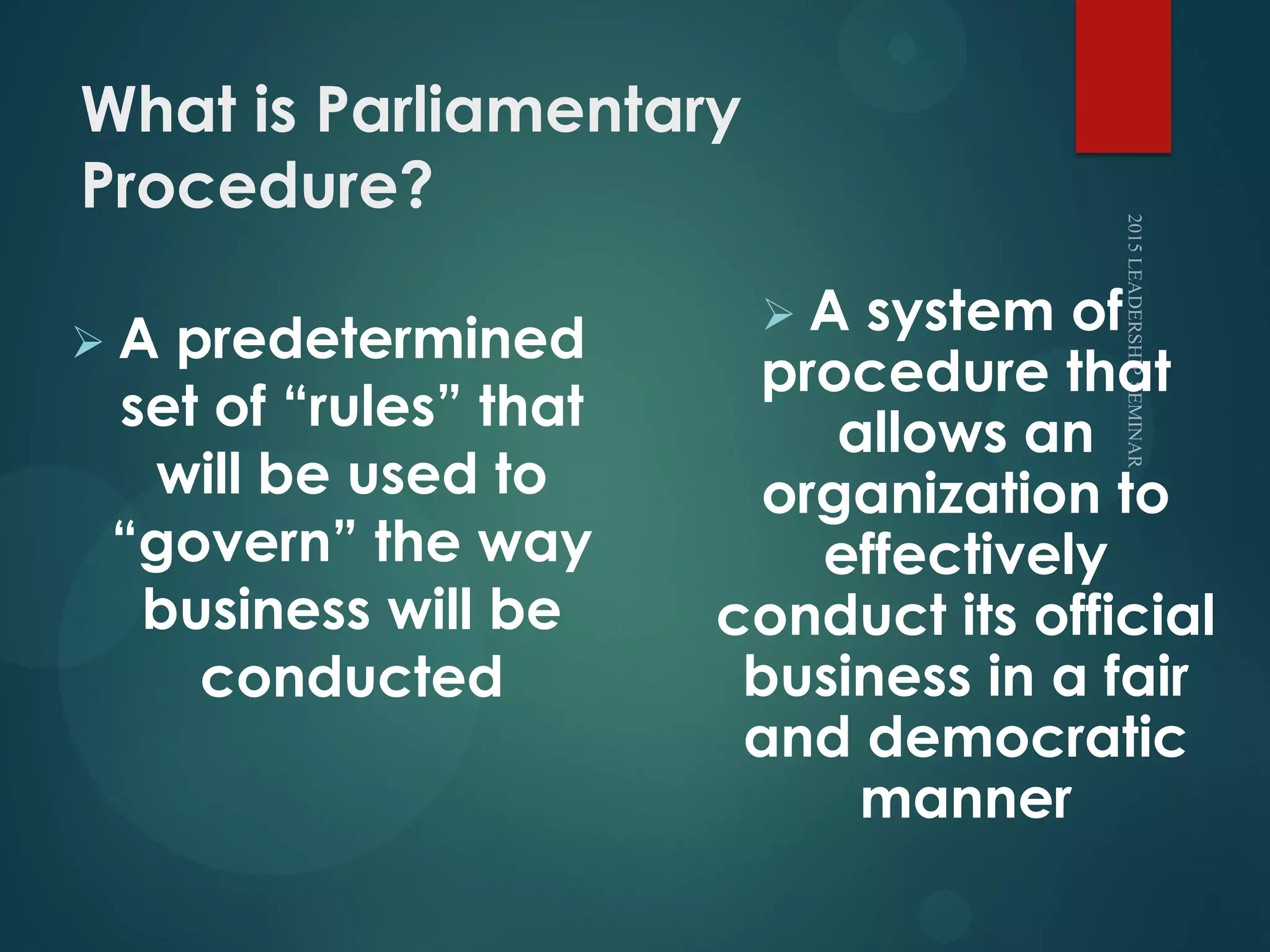 Parliamentary Procedure 101 | PDF