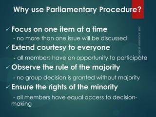 Parliamentary Procedure 101 | PDF