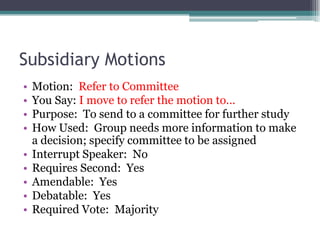 Parliamentary procedure in action for toastmasters | PPT