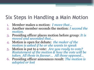 Parliamentary procedure in action for toastmasters | PPT