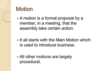 Parliamentary procedure overview | PPTX