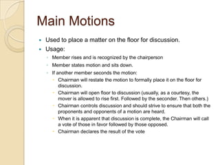 Parliamentary procedure overview | PPTX
