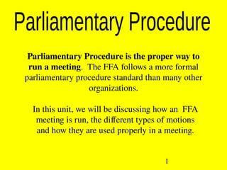 Parliamentary Procedure PPT for FFA and Leadership | PPTX