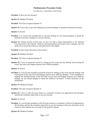 Parliamentary Procedure Script National Convention 2011 | PDF