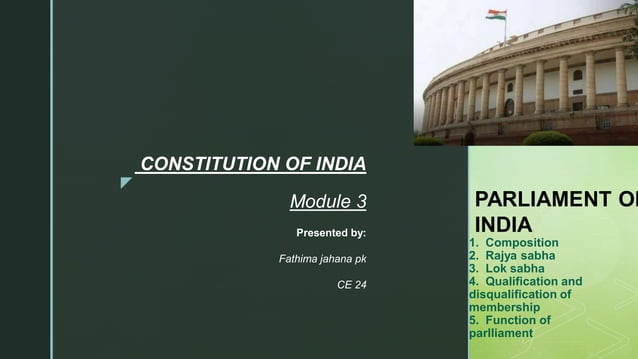 Parliament of India(module 3) - mcn 202 | PDF