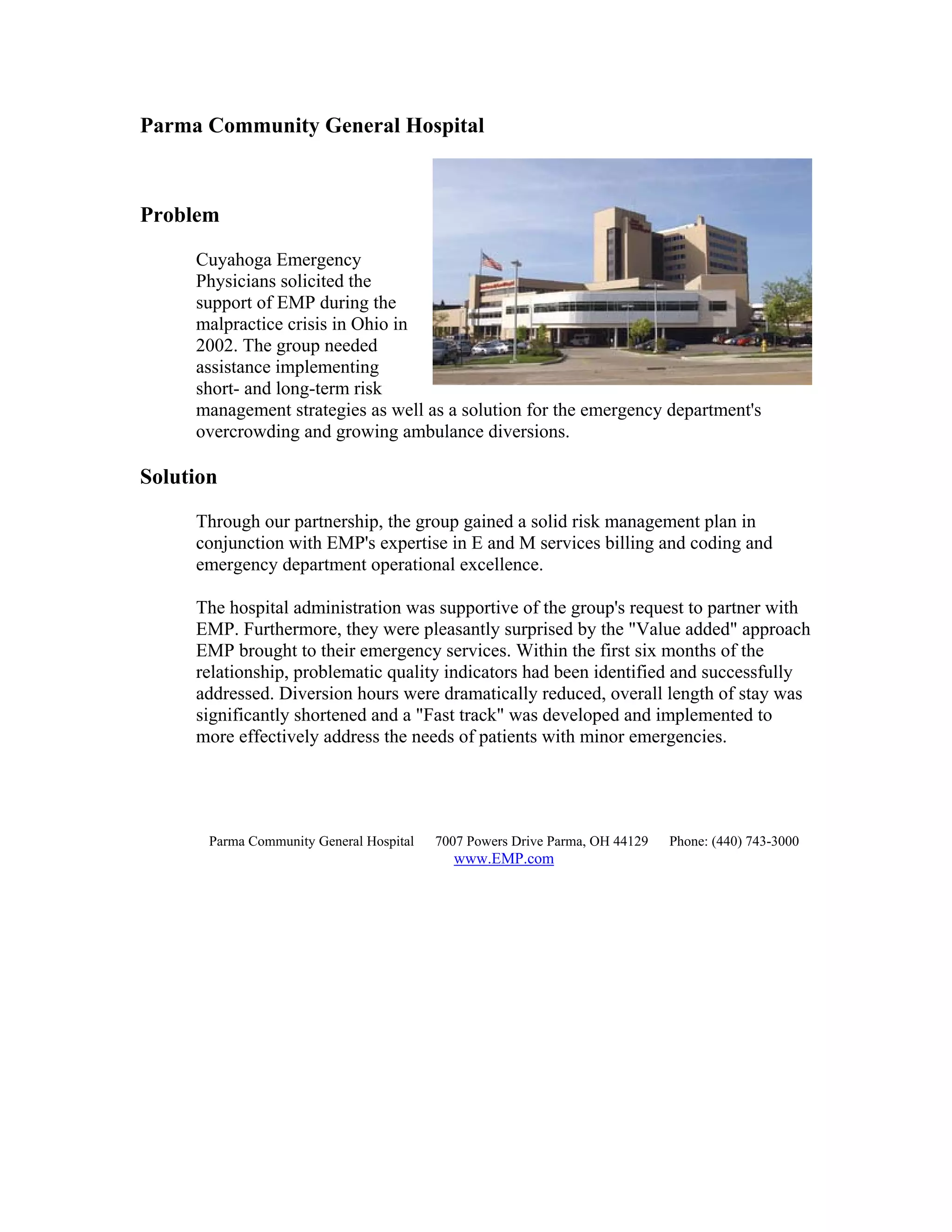 Parma Community General Hospital | PDF