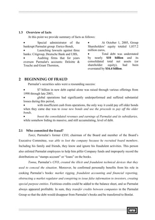 Parmalat fraud case | DOC | Business Accounting & Finance | Business