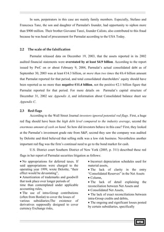 Parmalat fraud case | DOC | Business Accounting & Finance | Business