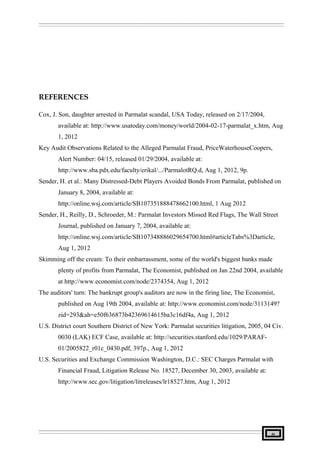 Parmalat fraud case | DOC | Business Accounting & Finance | Business