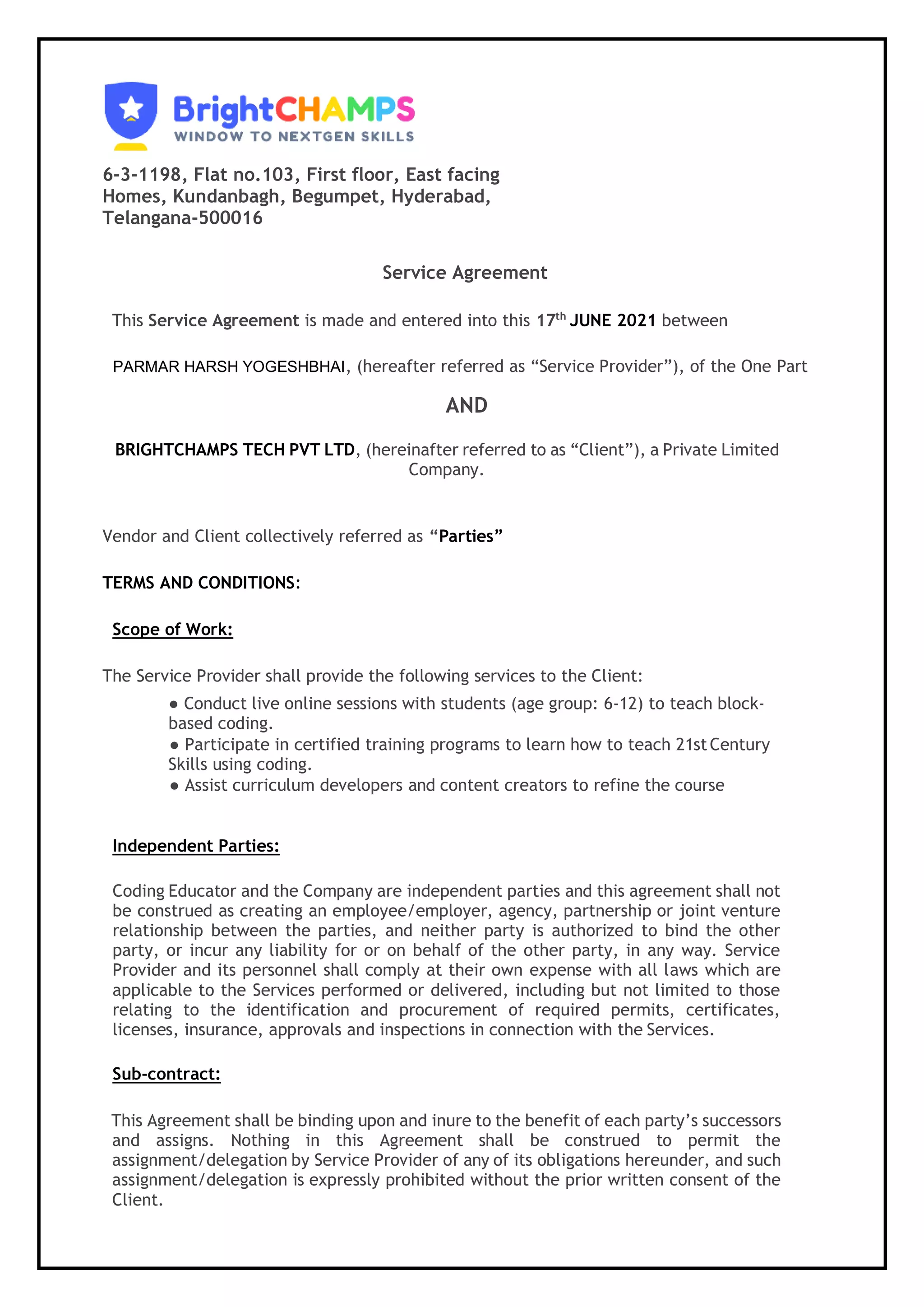 BrightChamps Offer Letter | PDF