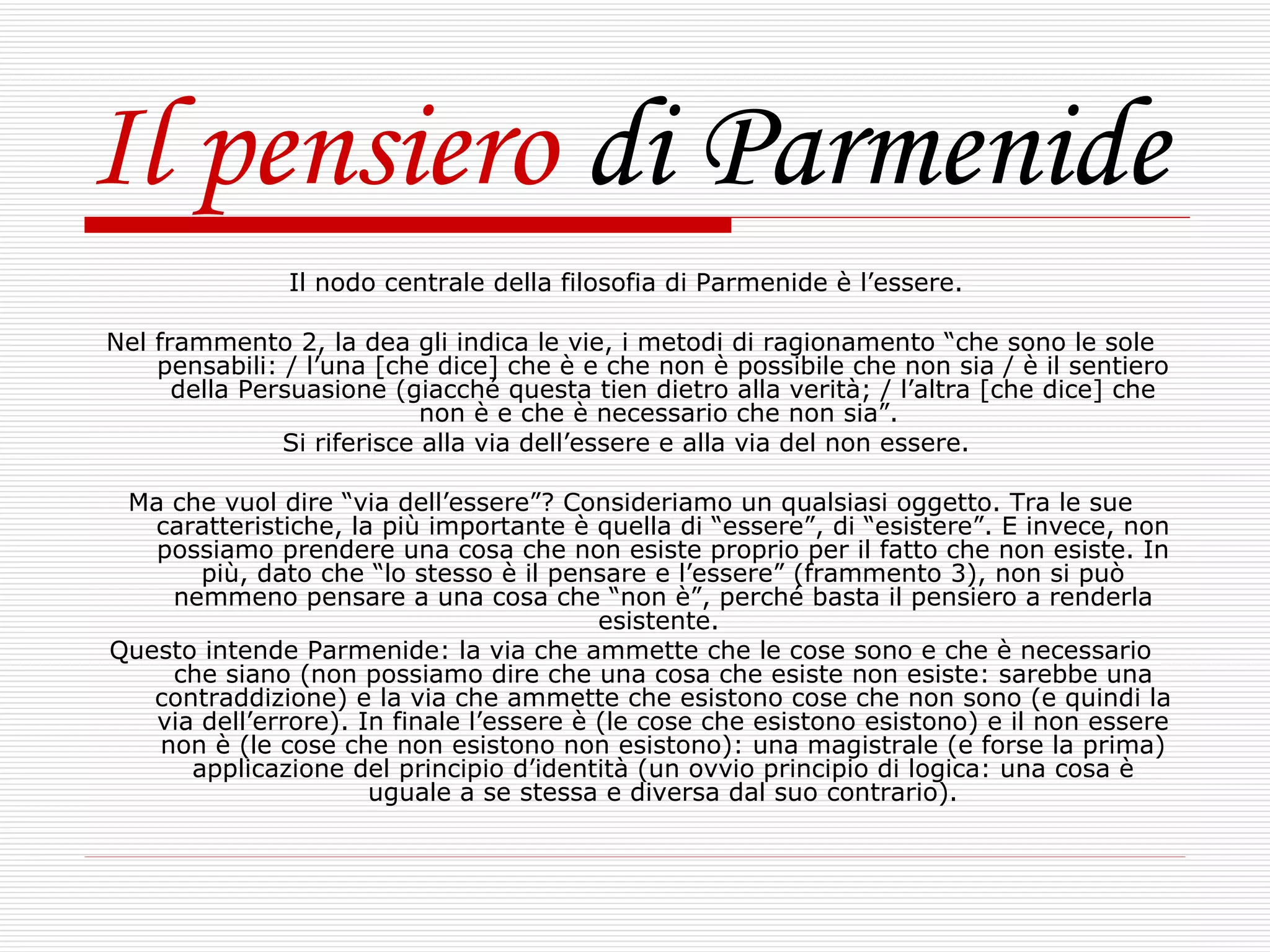 Parmenide In Breve | PPT