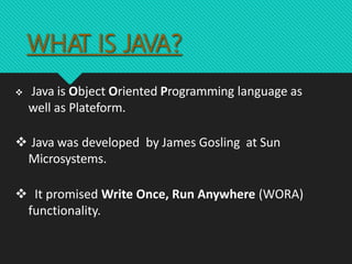 Introduction to JAVA | PPT
