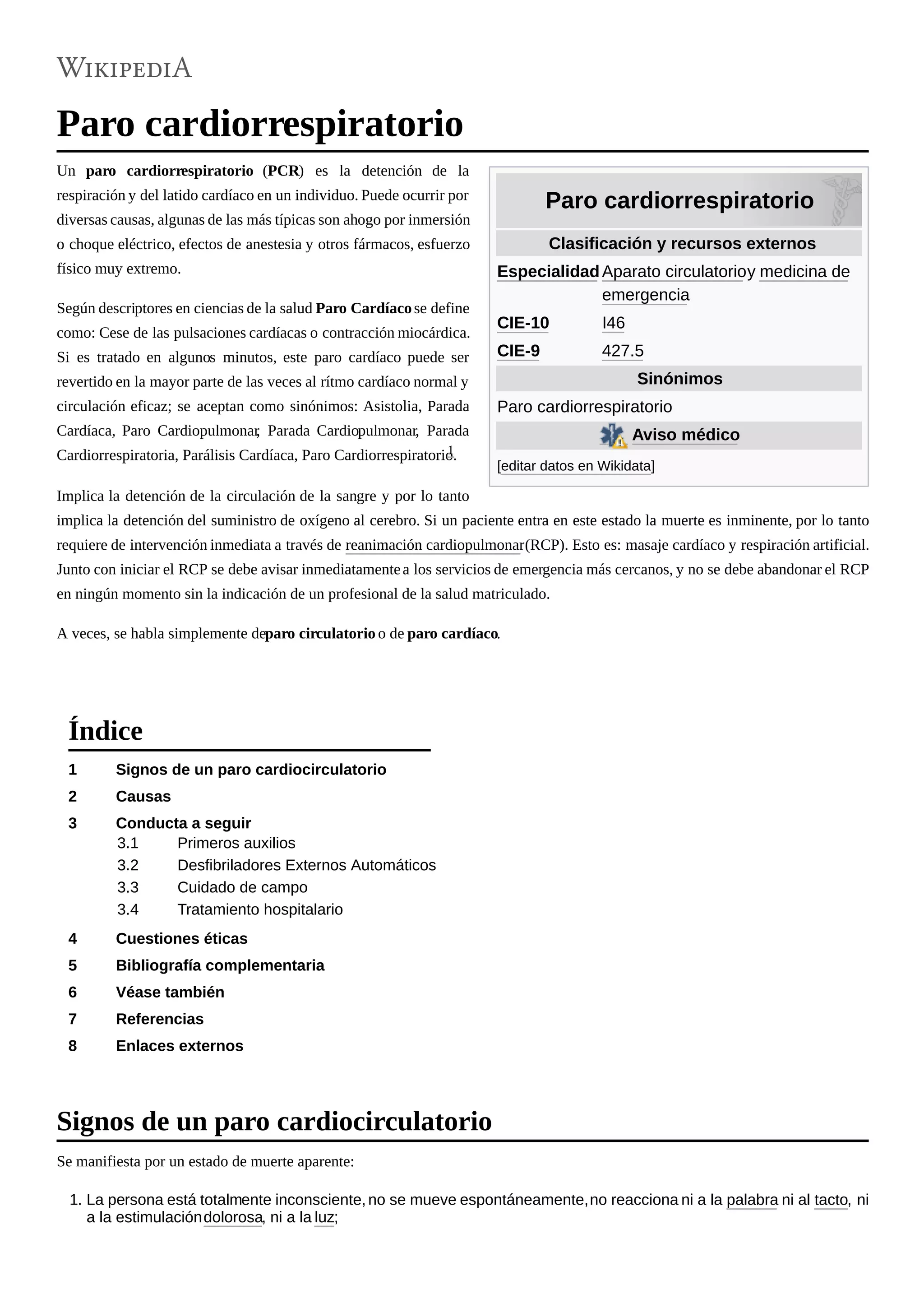 Paro cardiorrespiratorio | PDF
