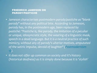 Parody and pastiche - Postmodernism | PPTX
