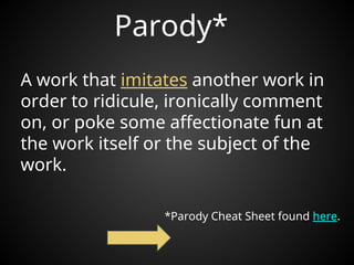 A slideshow dealing with parody and satire | PPT