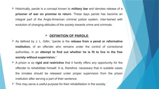 parole for criminal law and criminology llb and llm | PPTX