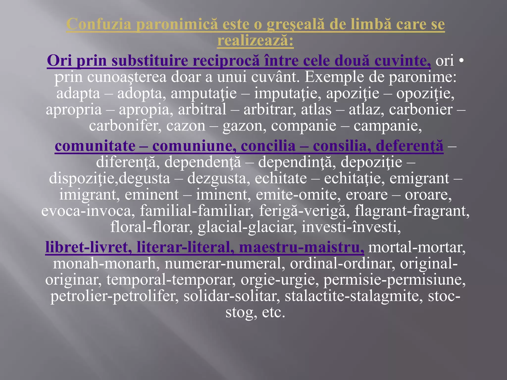 Paronimele in limba română. rotari margarita | PDF