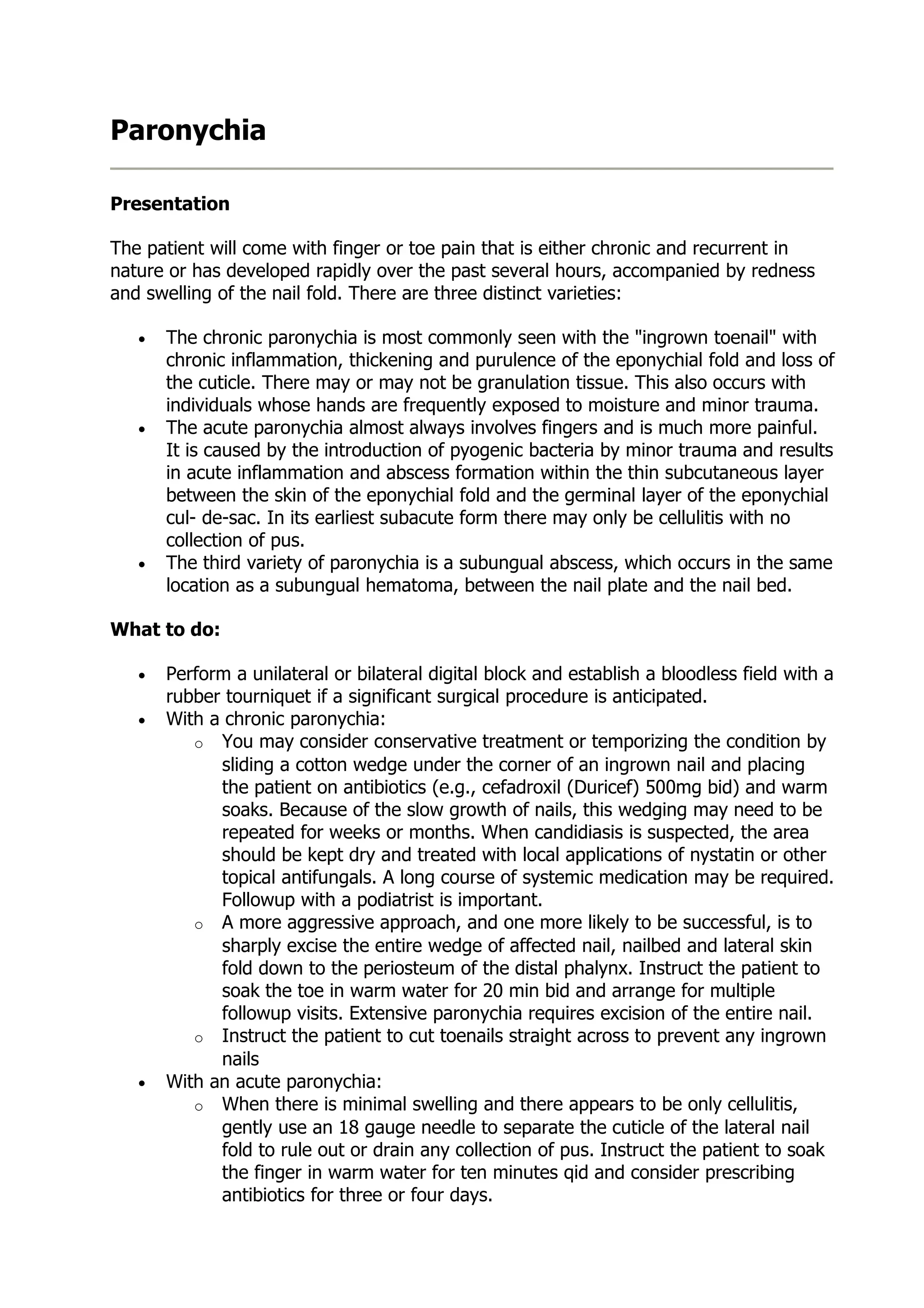 Paronychia | DOC