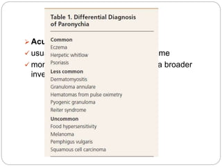 Paronychia | PPTX | Skin and Dermatology | Diseases and Conditions