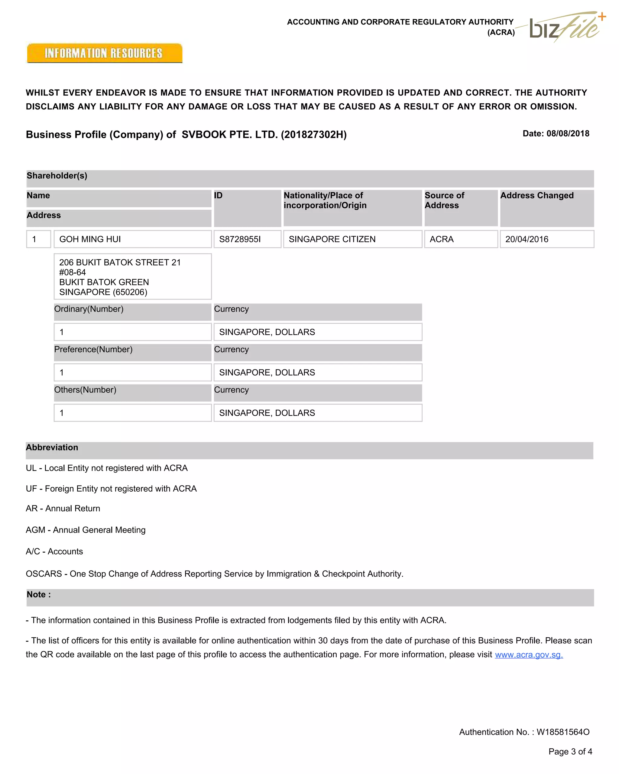 SVbook Pte. Ltd. Registration | PDF