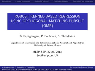 Robust Kernel-Based Regression Using Orthogonal Matching Pursuit | PDF