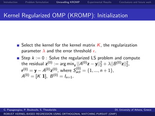 Robust Kernel-Based Regression Using Orthogonal Matching Pursuit | PDF