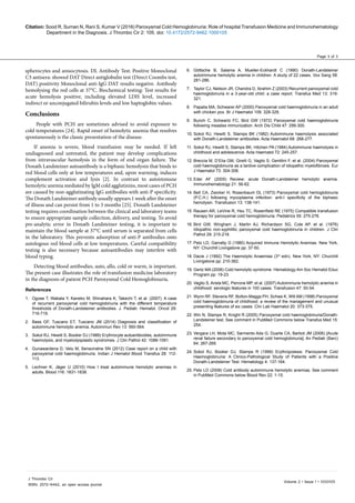 PAROXYSMAL COLD HEMOGLOBINURIA ROLE OF HOSPITAL TRANSFUSION MEDICINE ...