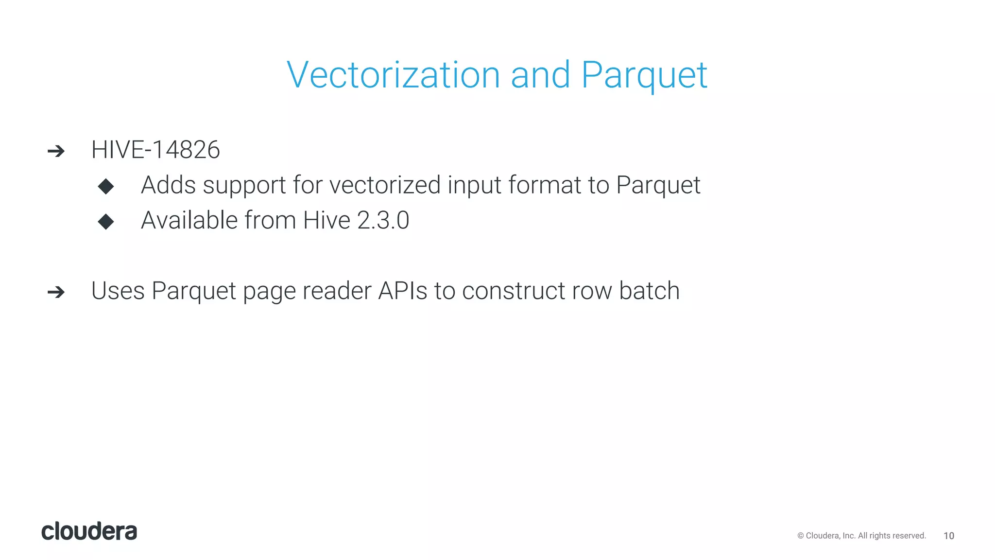 Parquet Vectorization in Hive | PPT