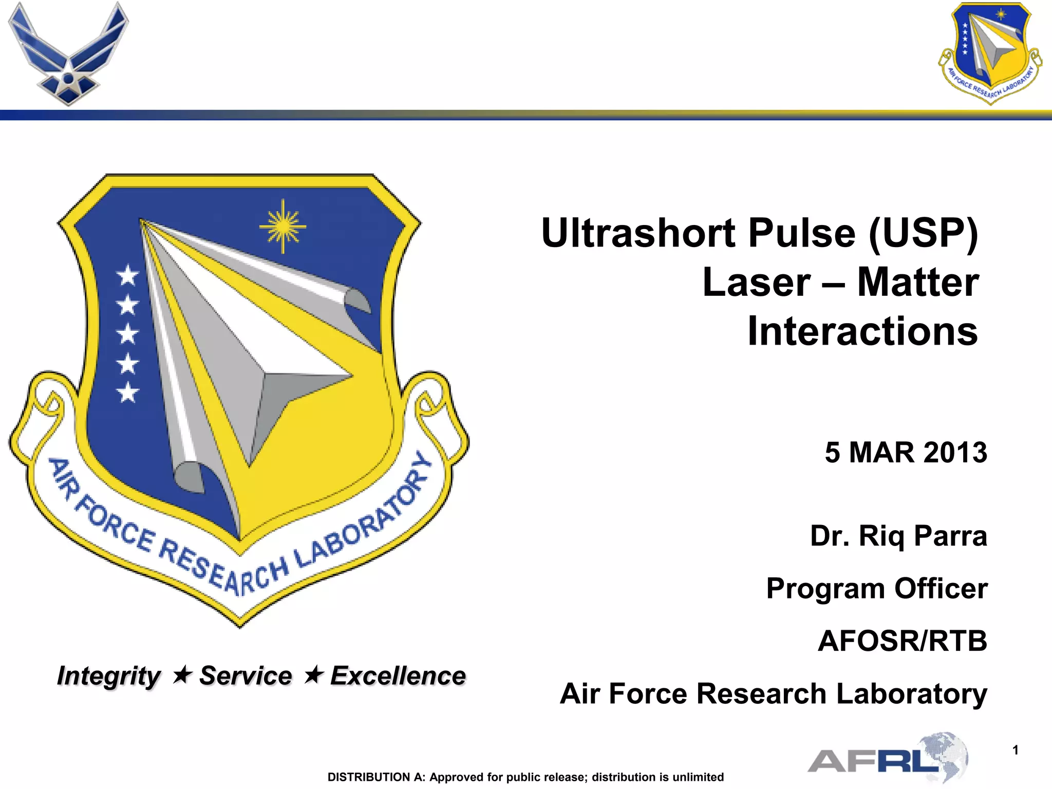 Parra - Ultrashort Pulse (USP) Laser -- Matter Interactions - Spring ...