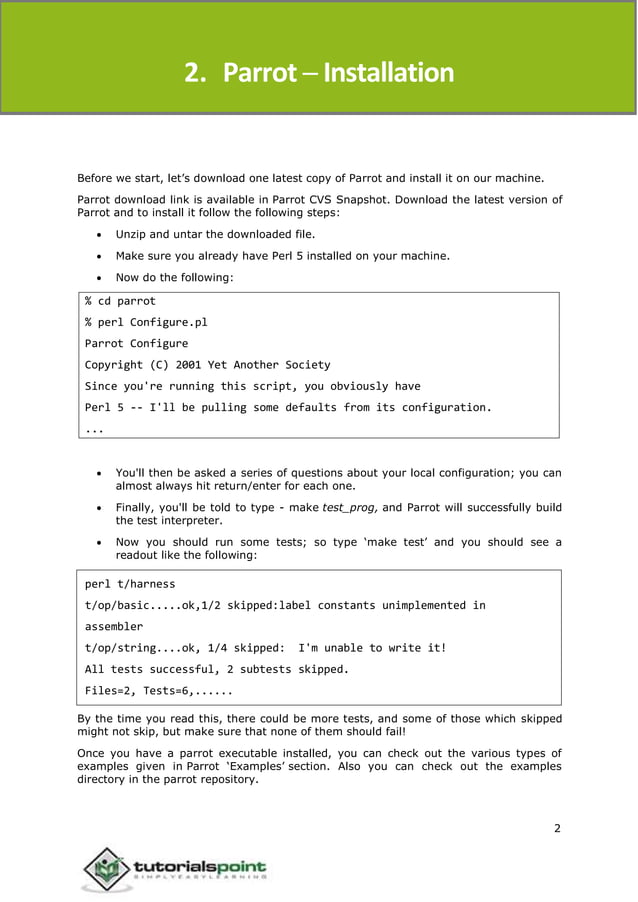 Parrot tutorial | PDF