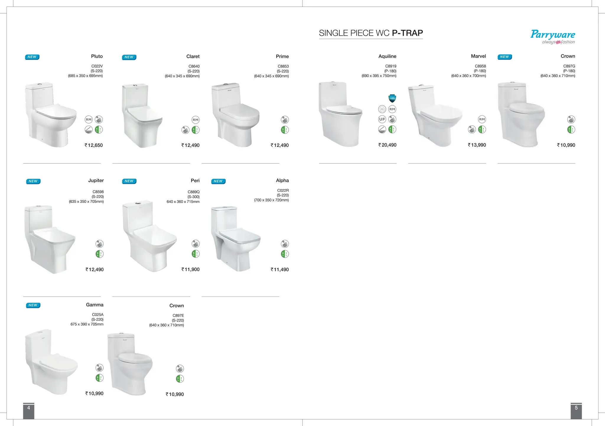 parryware product catalogue in detail for puchase | PDF