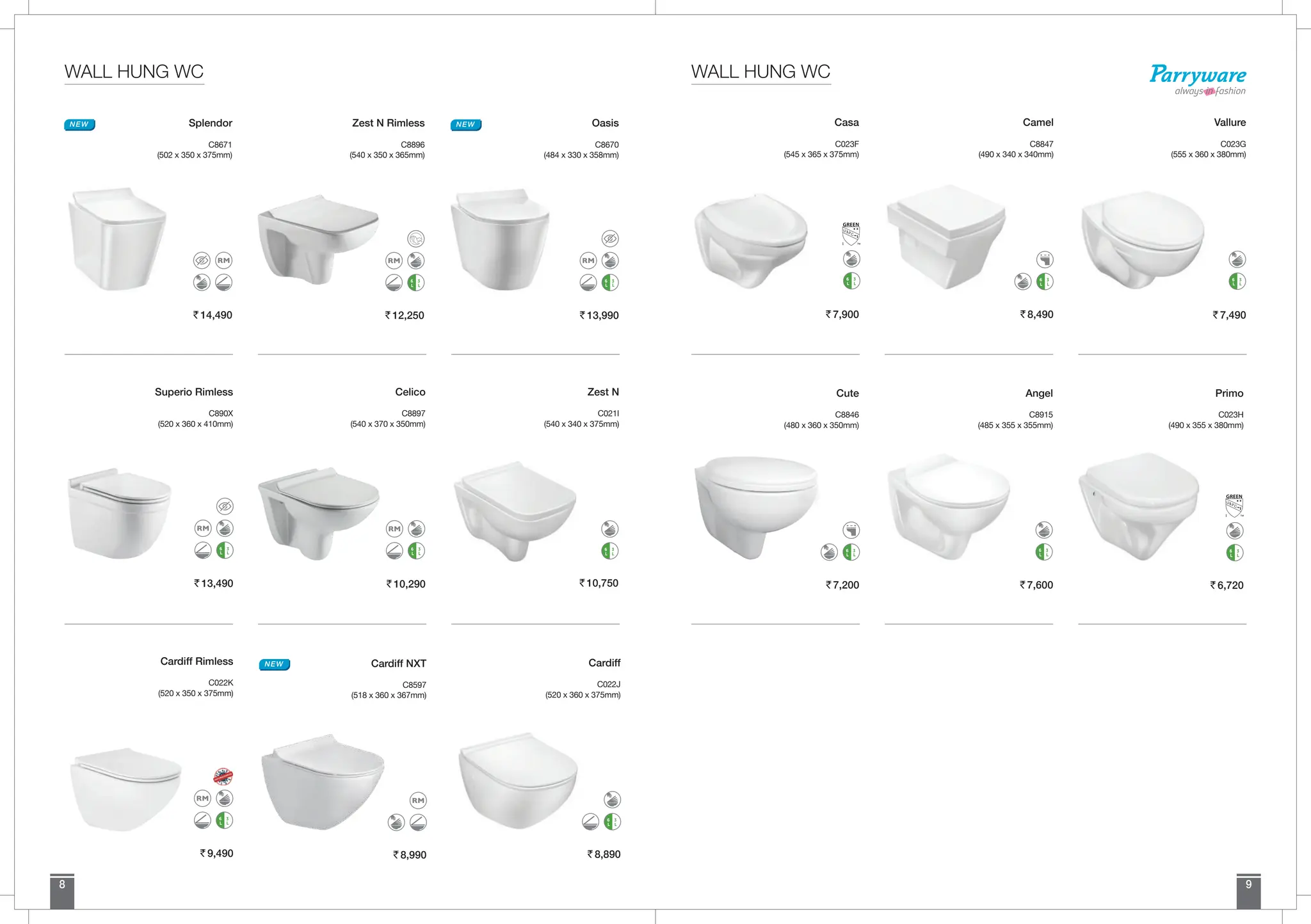 parryware product catalogue in detail for puchase | PDF
