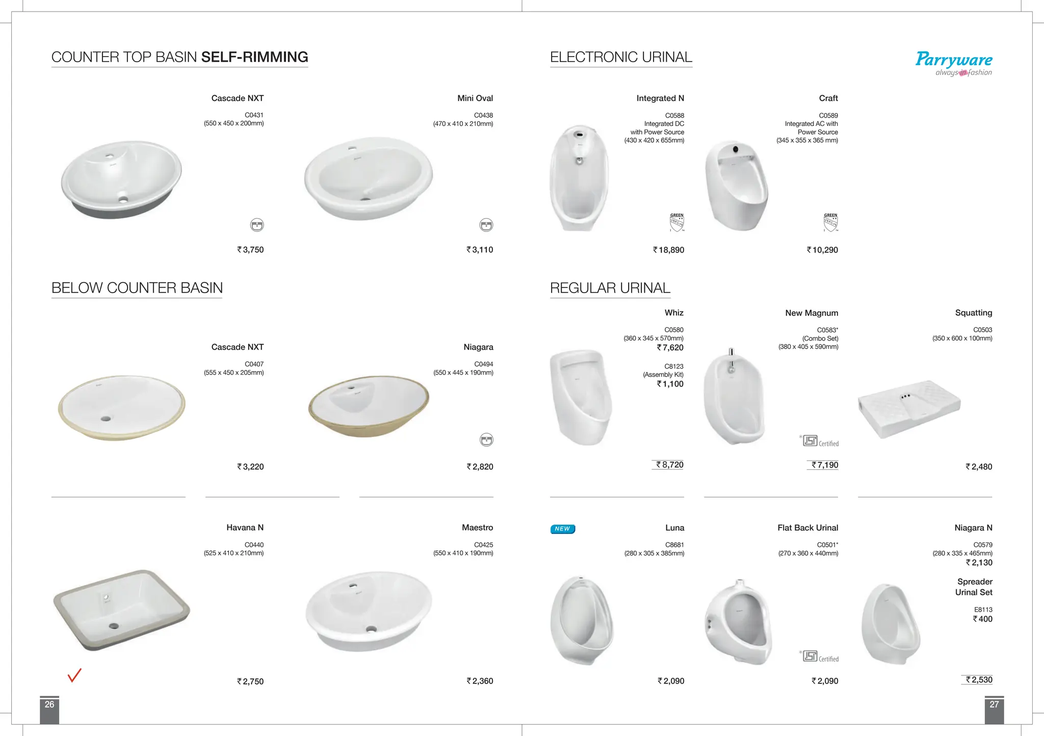 parryware product catalogue in detail for puchase | PDF