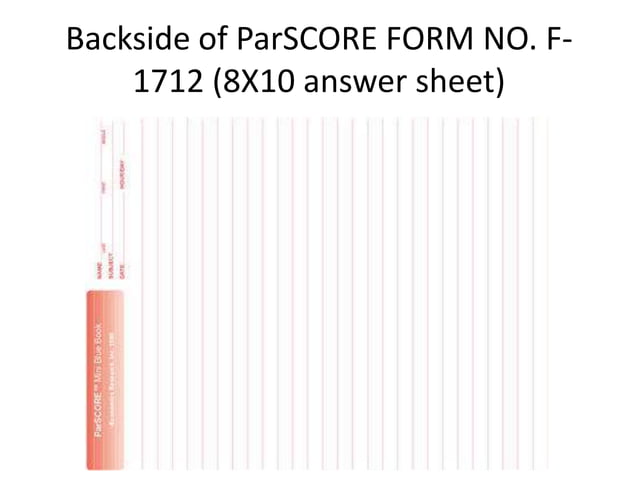 ParSCORE FORM NO. F-1712-PAR-L | PPT
