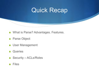 Parse Advanced | PPT