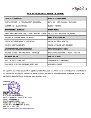 Parsh Infotech Inc. # profile | PDF
