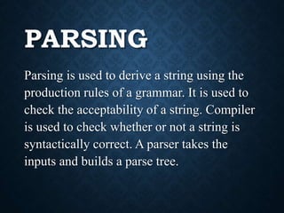 Parsing (Automata) | PPTX | Programming Languages | Computing