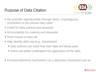 RDA, Data Citation, and PIDs for DataOne | PDF