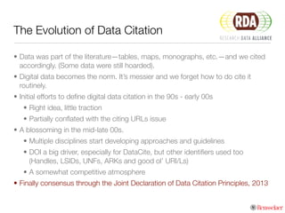 RDA, Data Citation, and PIDs for DataOne | PDF