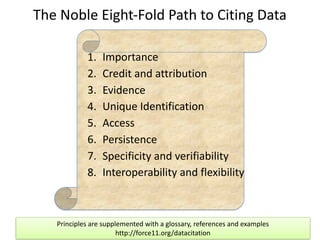 RDA, Data Citation, and PIDs for DataOne | PDF